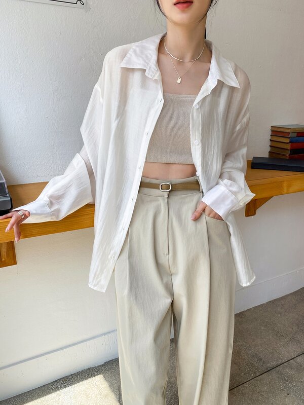 Dazy-Less Split Tie Back Drop Shoulder Shirt Without Tube Top | SHEIN USA