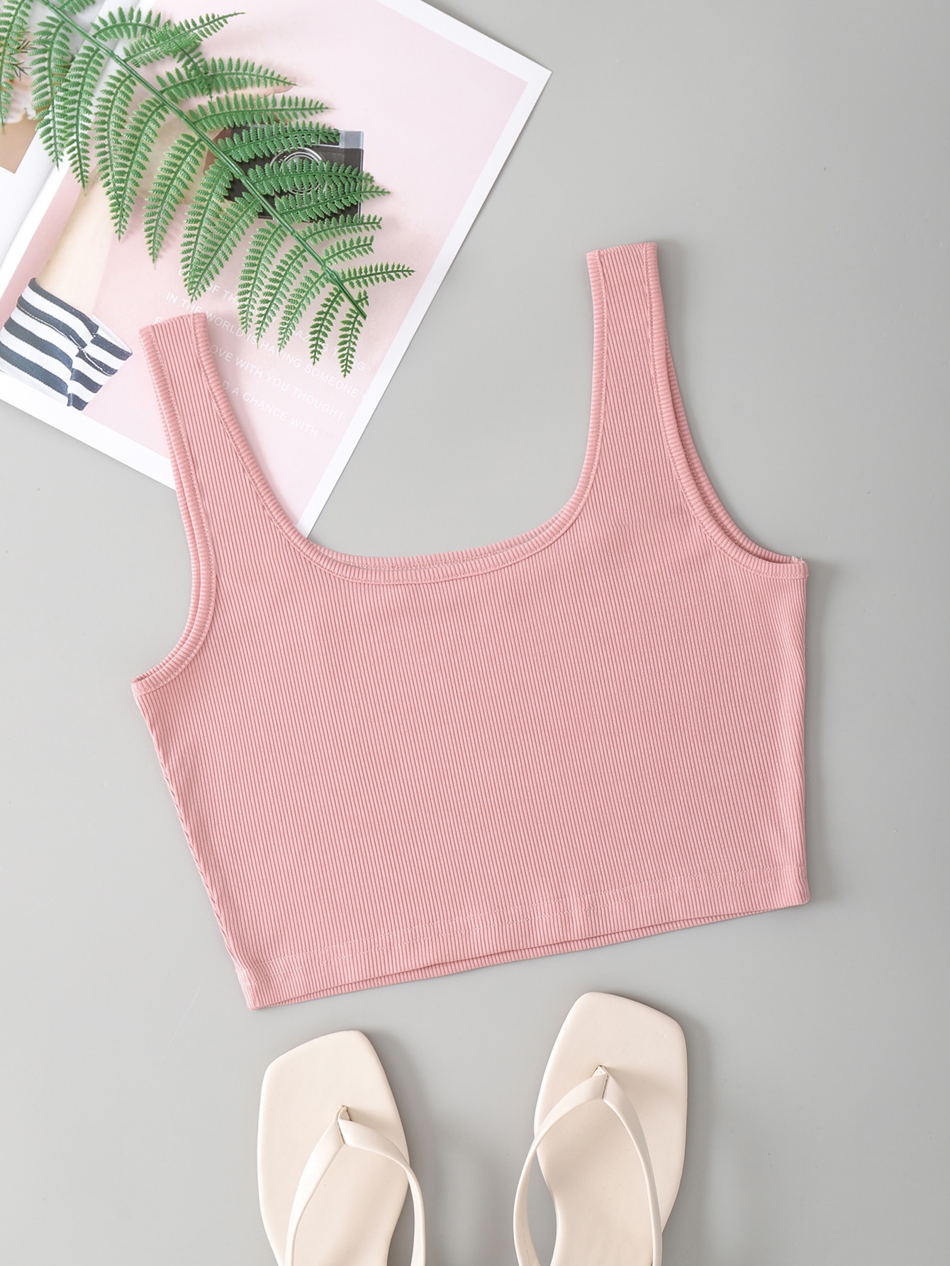 Rib-knit Crop Tank Top