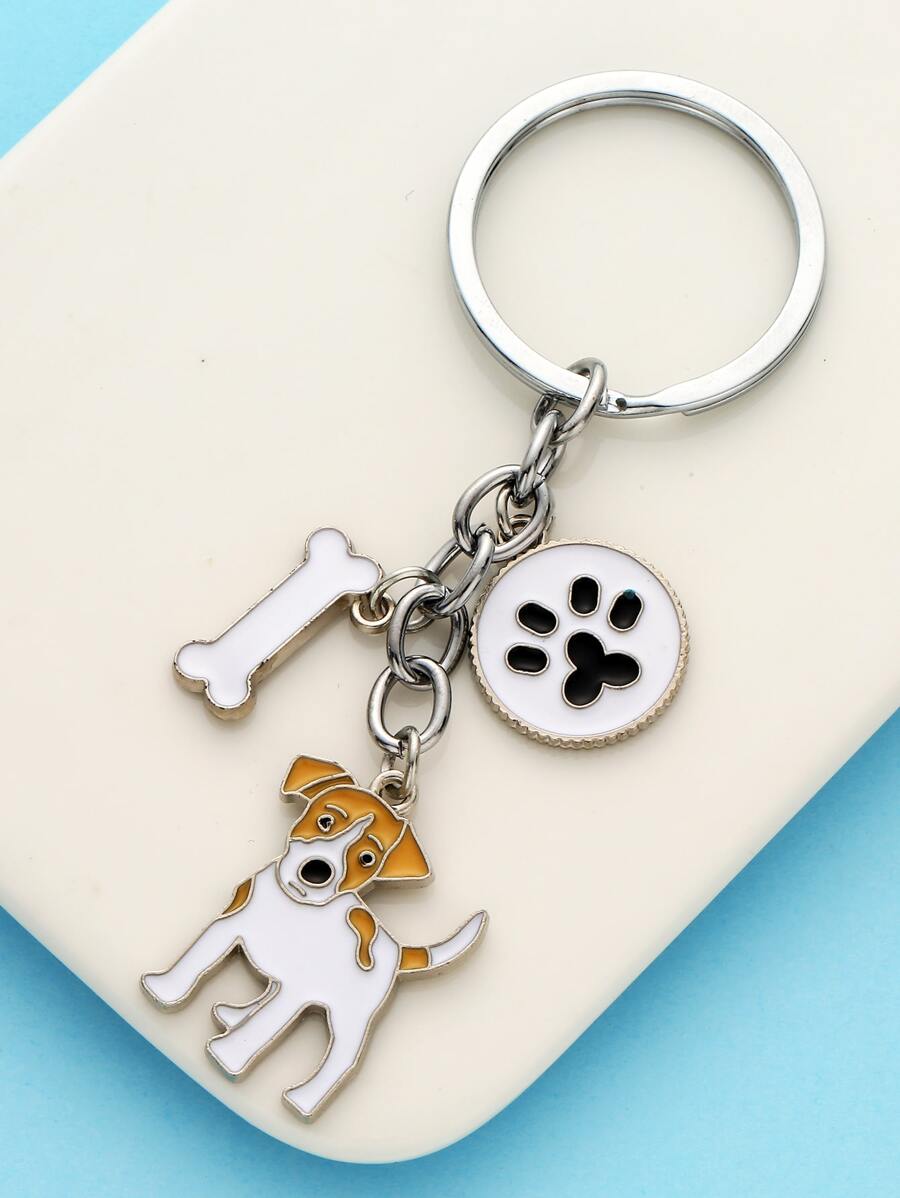 Cute 1pc Creative Women's Alloy Oil Drip Bone Dog Printed Dog Shaped ...