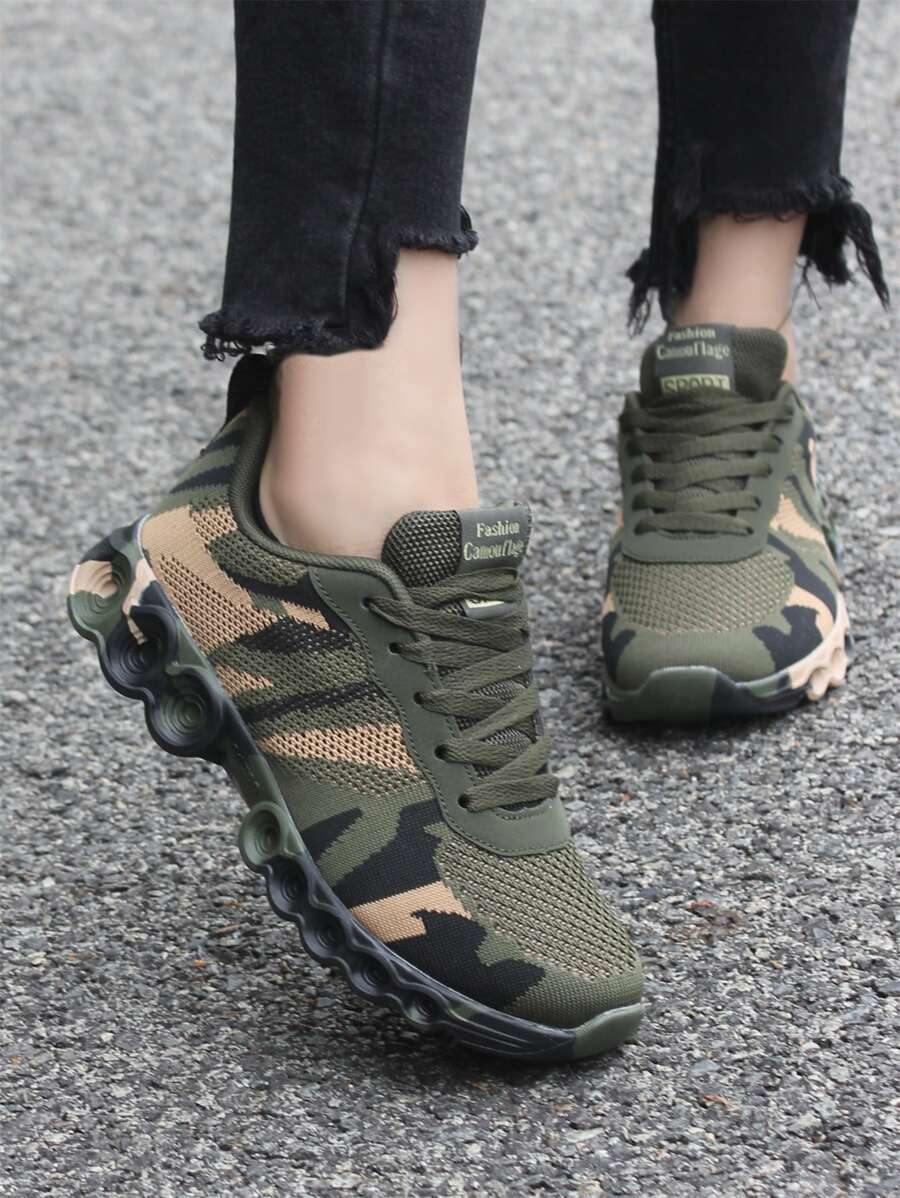 Camo Pattern Lace-up Front Running Shoes | SHEIN USA