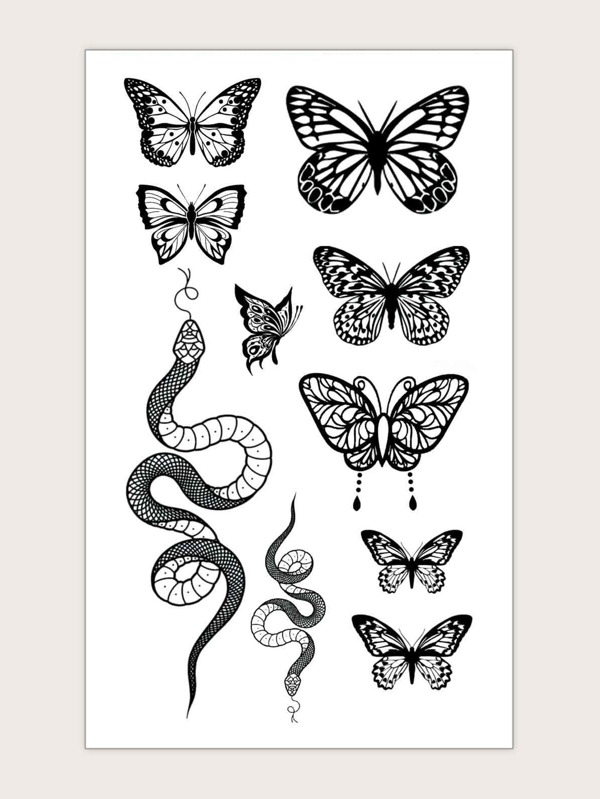 1sheet Butterfly & Snake Print Tattoo Sticker | SHEIN UK