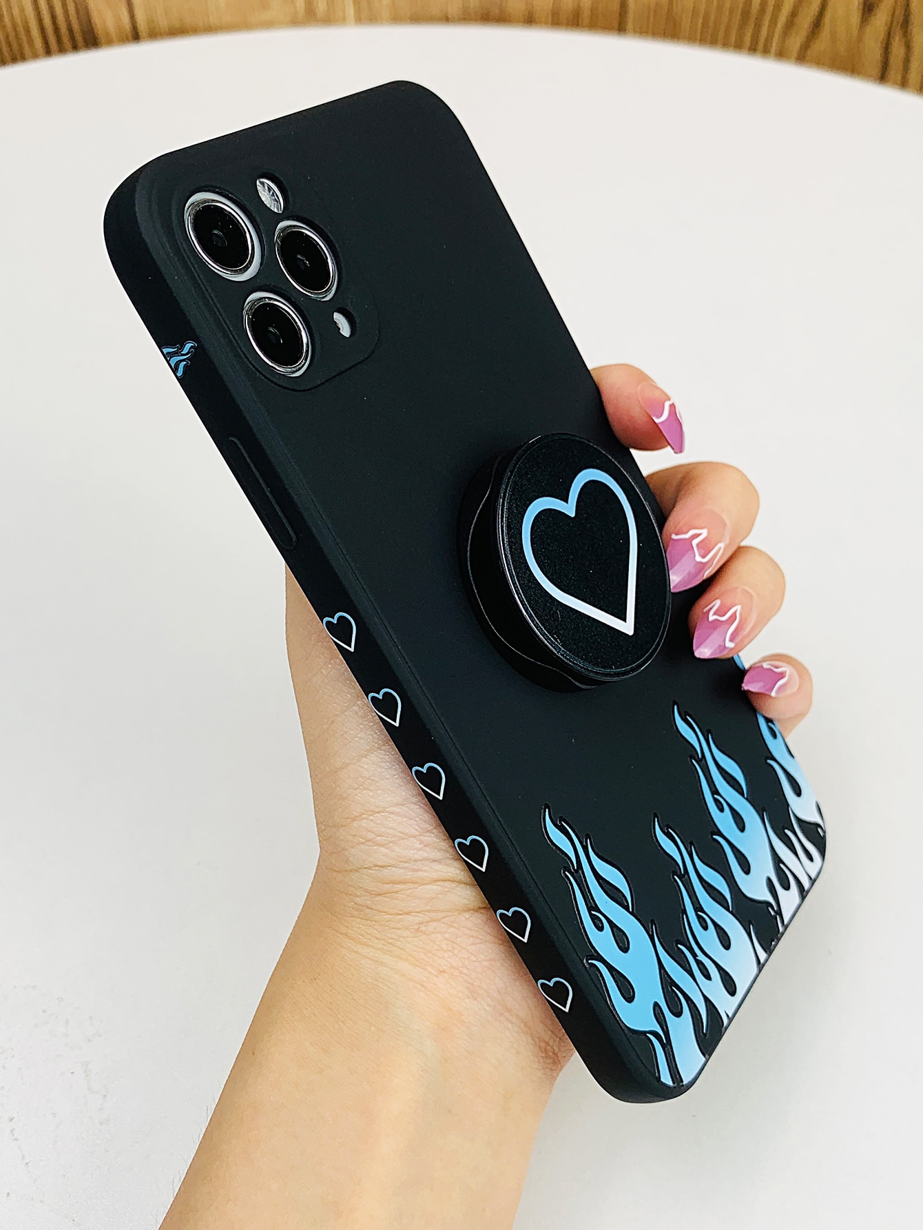 Fire Pattern Phone Case With Stand-Out Phone Grip