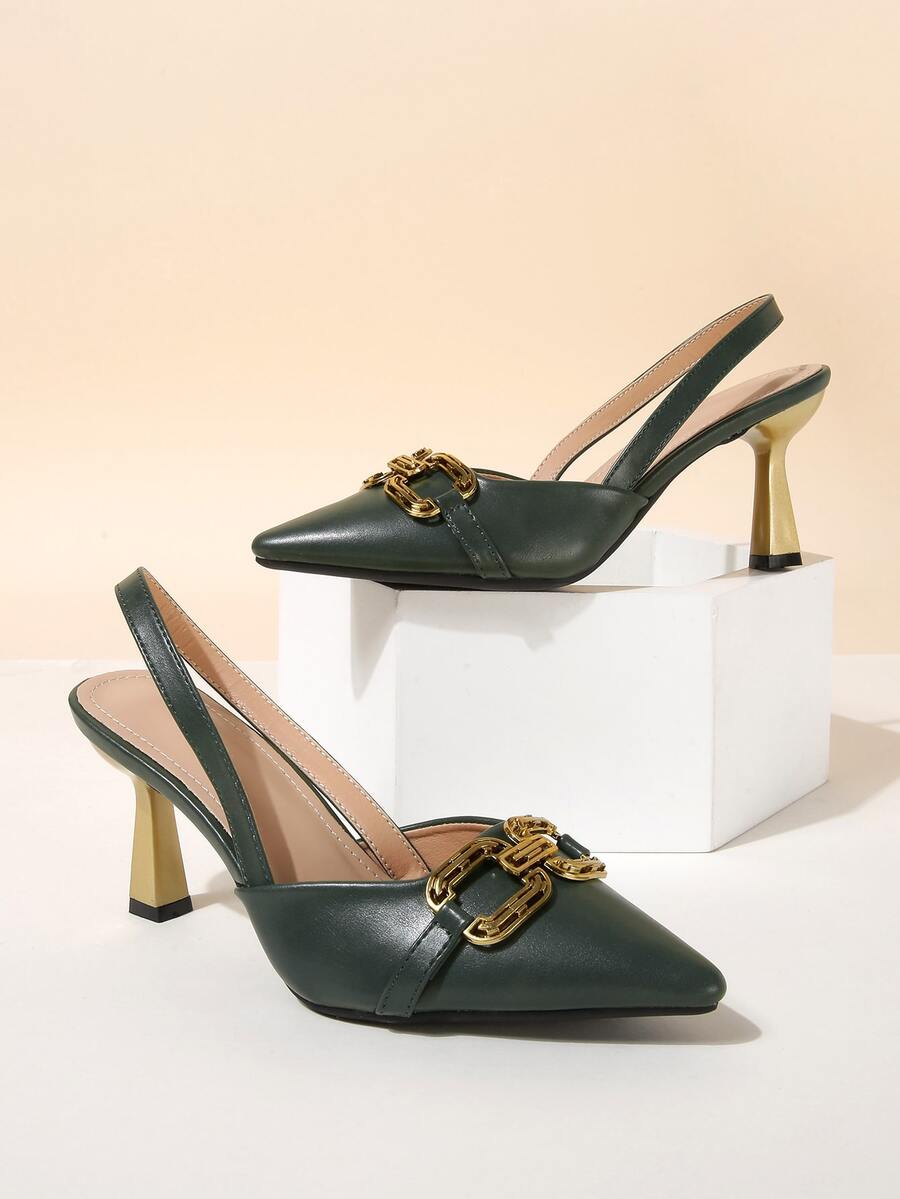 Pyramid Heeled Slingback Pumps | SHEIN USA