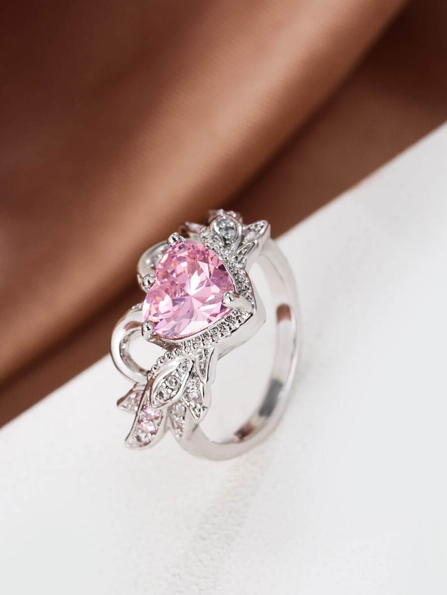 Heart Shaped Cubic Zirconia Decor Ring | SHEIN USA