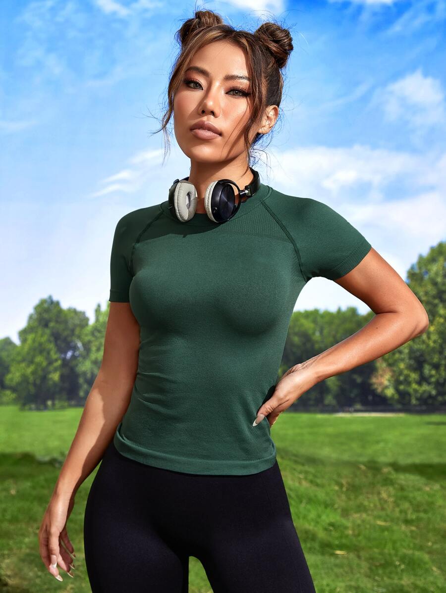 Yoga Basic Raglan Sleeve Sports Tee | SHEIN USA