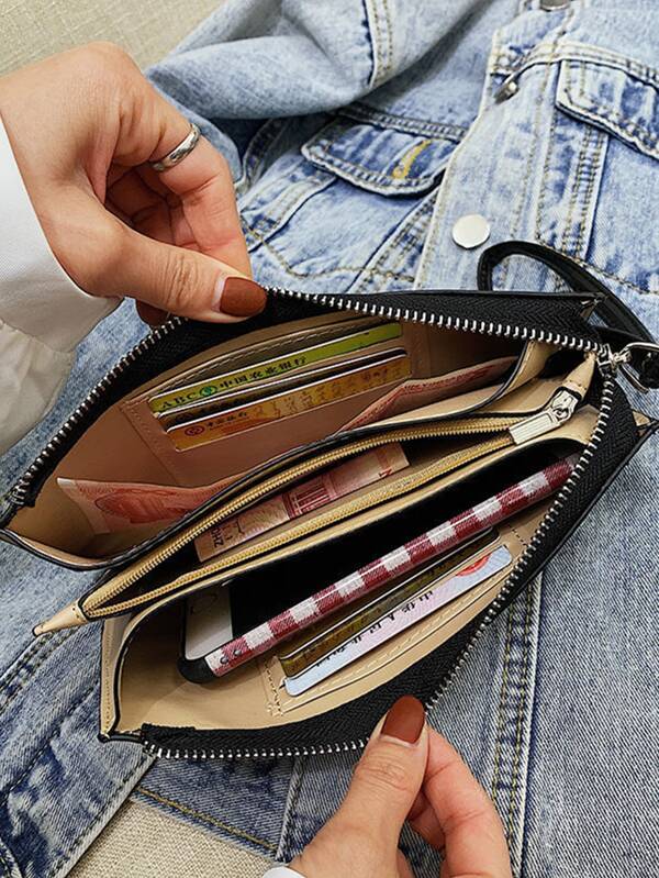 Minimalist Long Wallet With Wristlet Slim Portable,Money,Cash White ...