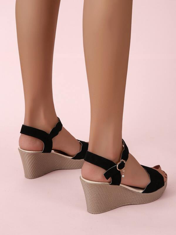 Rhinestone Decor Ankle Strap Wedge Sandals | SHEIN UK