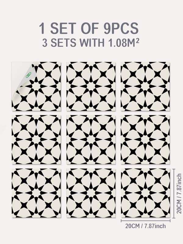 9pcs Self-adhesive PVC Floor Sticker,Modern Geo Pattern Waterproof Peel ... 9pcs Self-adhesive PVC Floor Sticker,Modern Geo Pattern Waterproof Peel ...
