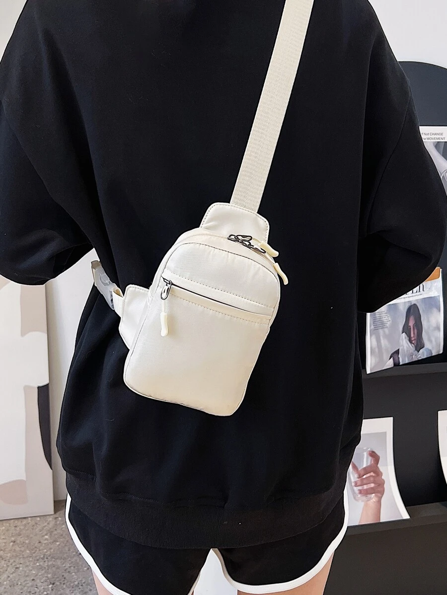 Mini homens zíper frontal saco de tiracolo bolsa peitoral | SHEIN Brasil