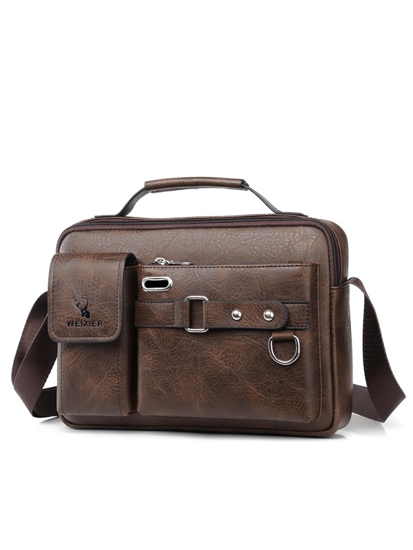 Men Letter Embossed Laptop Handbag Briefcase Men's Travel ...