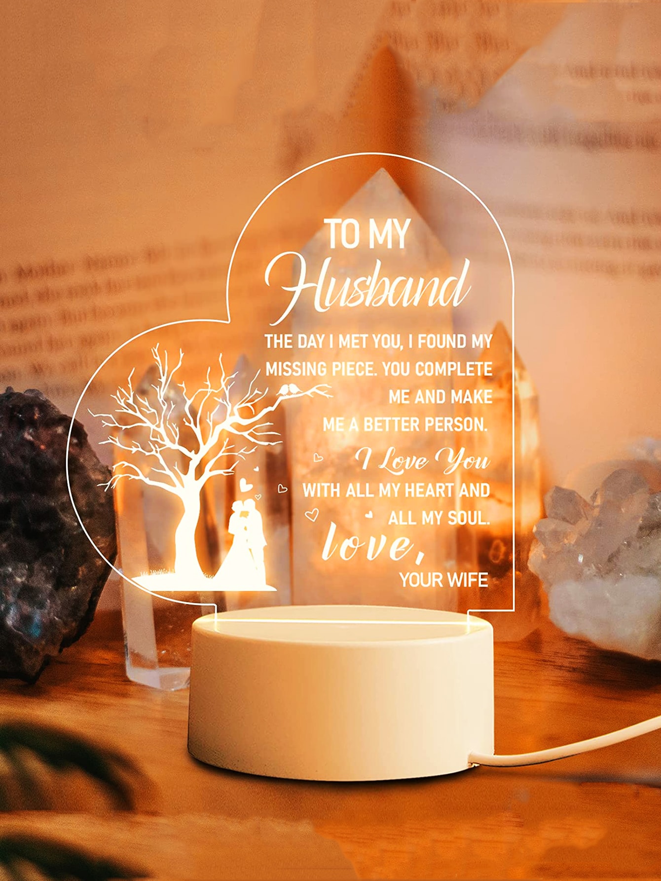 1pc 6 Led Slogan Graphic Heart Shaped Decoration Light