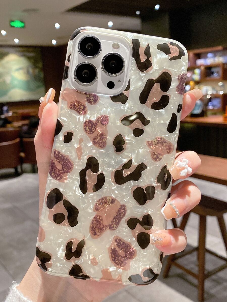 Cheetah Print 1pc Anti-Fall Women's Fashionable Leopard-Print & Shell ...