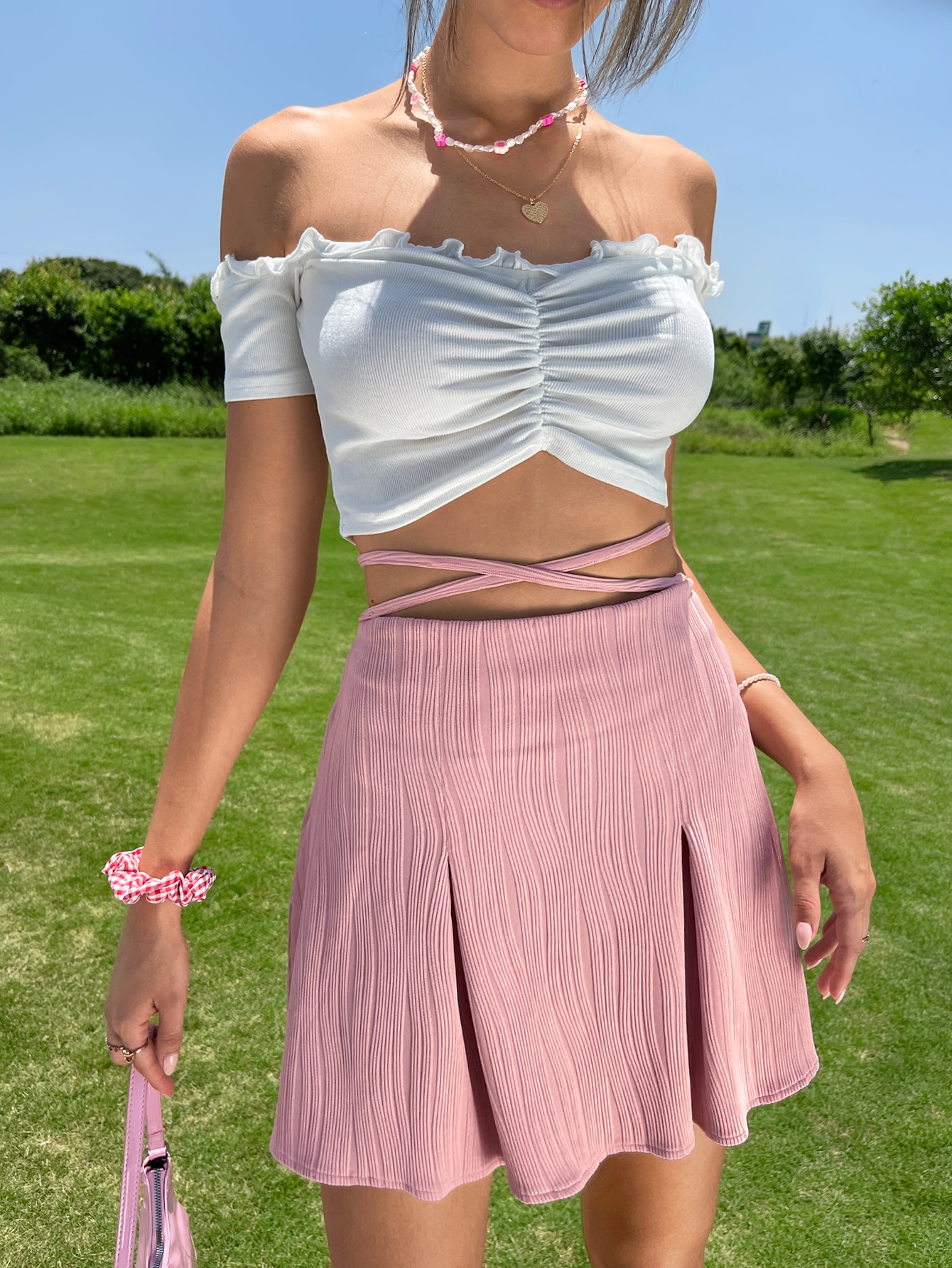 Shein Mod Rock Mit Criss Cross Band Hinten Falten Aktuelle Trends