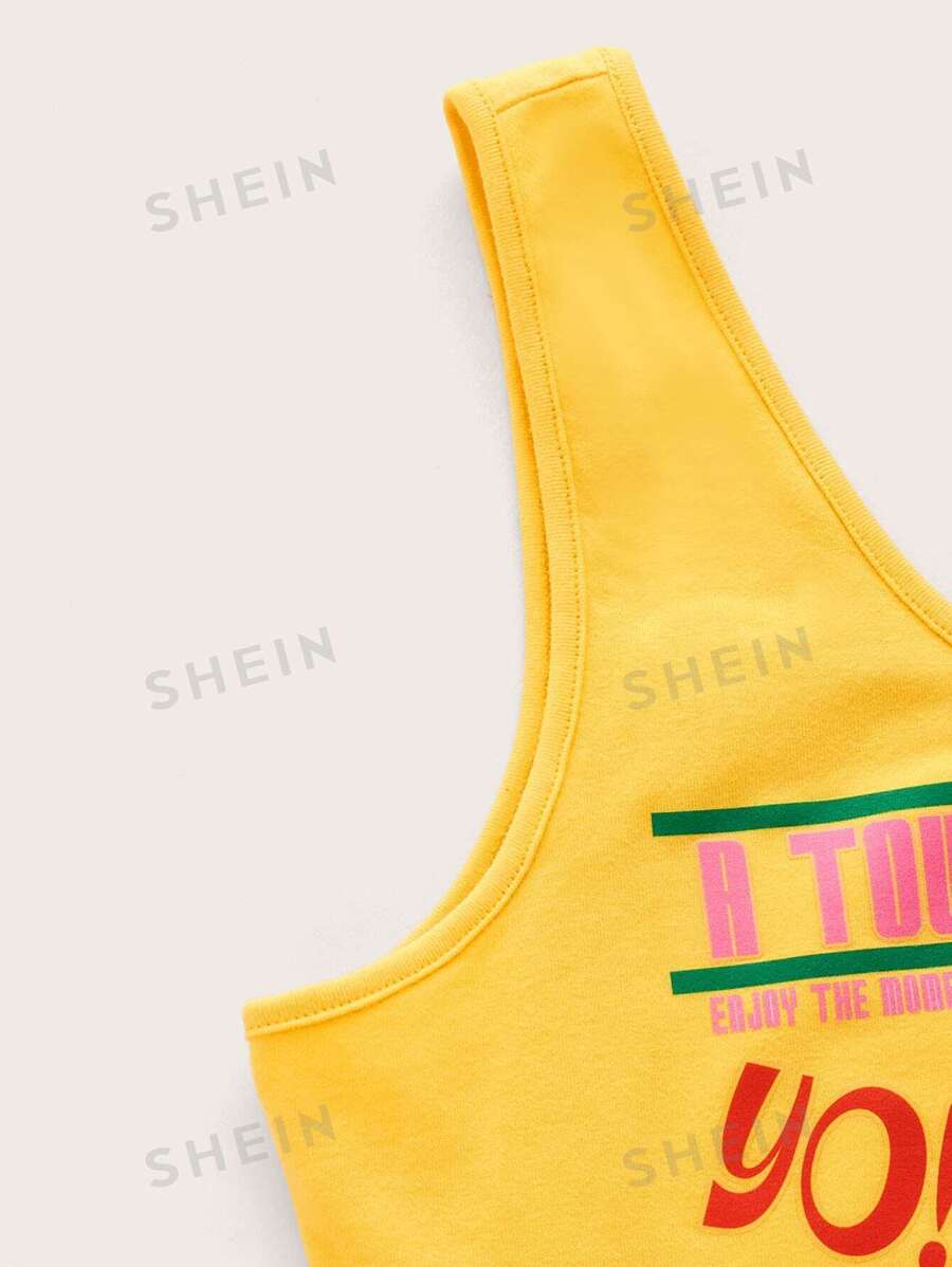 SHEIN ICON 90s Figure & Slogan Graphic Asymmetrical Hem Crop Top | SHEIN UK