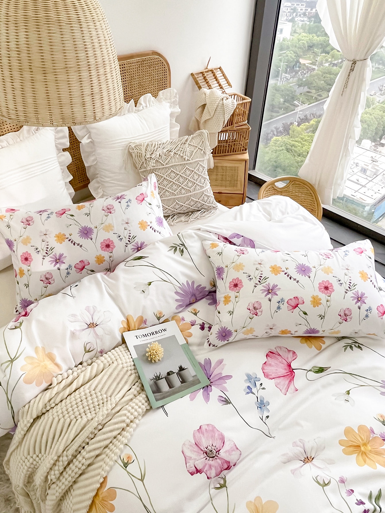 Flower Pattern Duvet Cover Set Without Filler