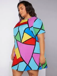 SHEIN CURVE+ Plus Colorblock Dress | SHEIN USA