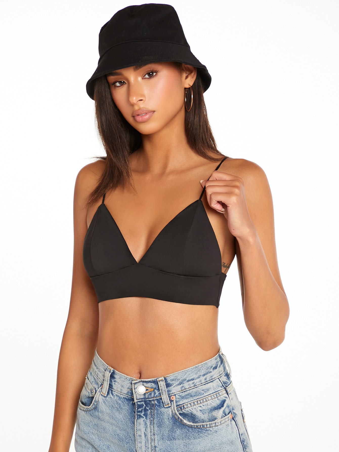 Shein Basics Top De Tirantes Corto Unicolor Bustier Moda De Mujer