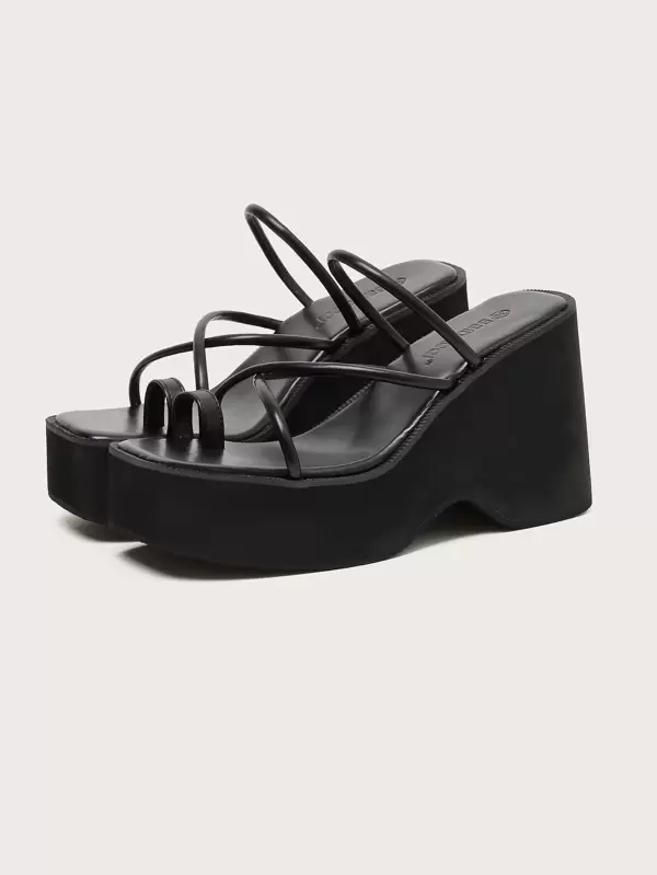 Women Toe Ring Design Crossover Strap Platform Thong Sandals, Fashion ...