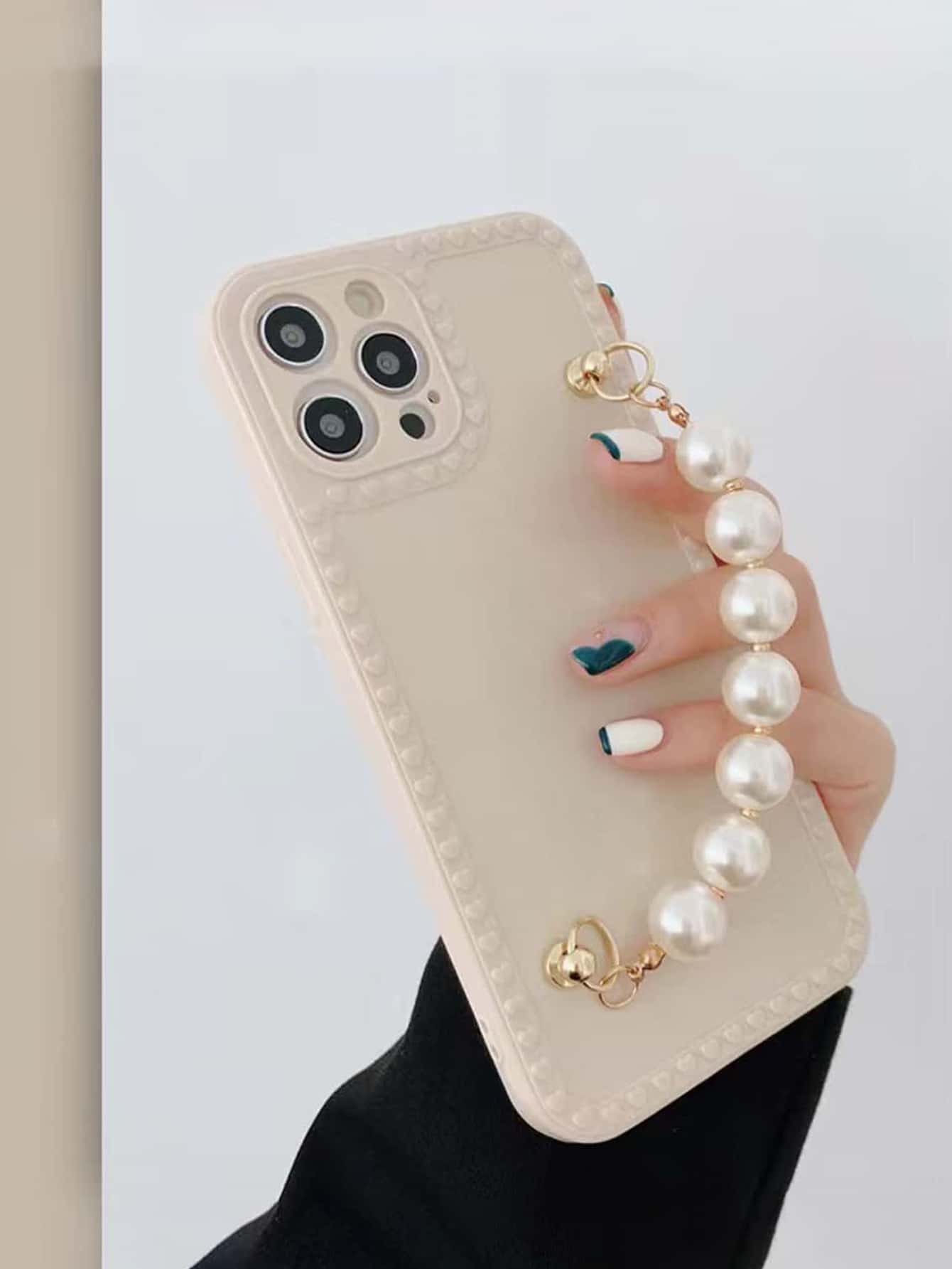 Faux Pearl Handstrap Phone Case For IPhone 11,IPhone 13,IPhone 14 Pro ...