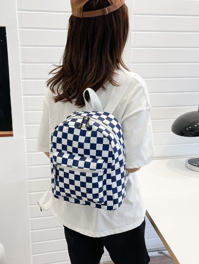 Search blue checkered backpack | SHEIN UK