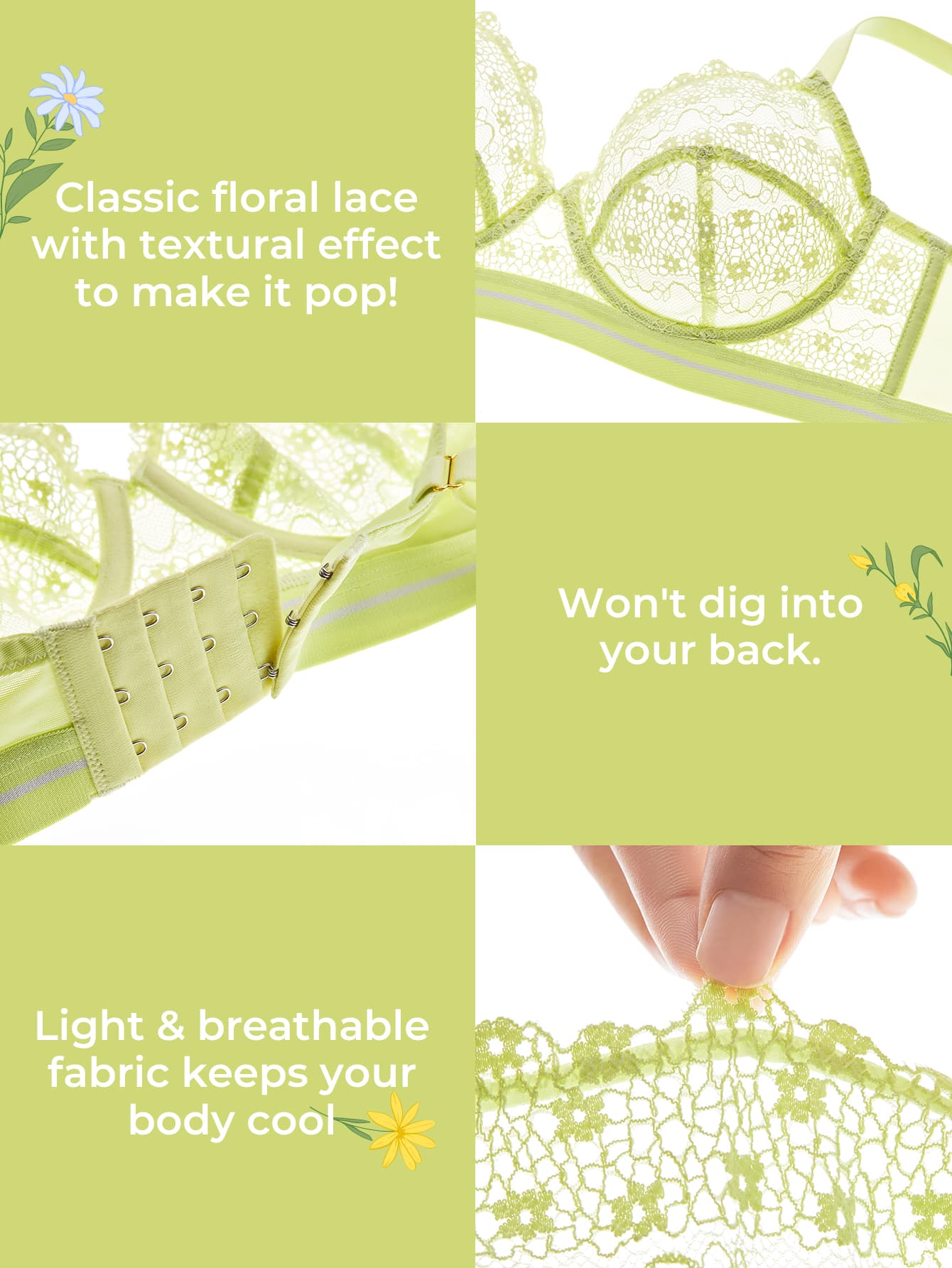 LUVLETTE Lingerie Enchanted Garden Delicate Floral Unlined Bra | SHEIN USA