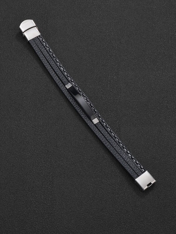 Fashionable and Popular Men Layered PU Bracelet for Jewelry Gift and ...