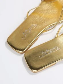 Metallic Knot Detail Slide Sandals | SHEIN USA