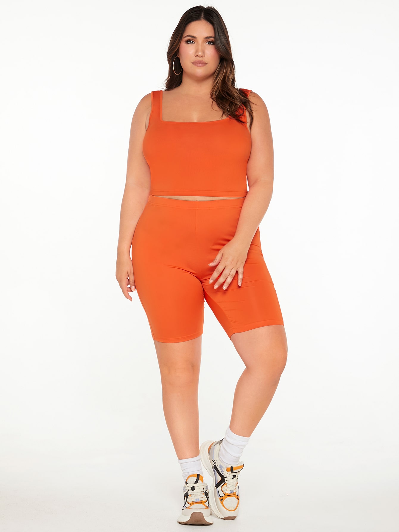 Shein Basics Plus Square Neck Crop Tank Top Shein Usa