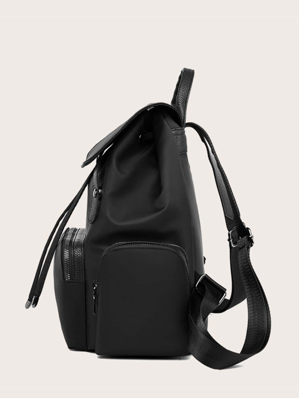 Minimalist Drawstring Decor Flap Backpack | SHEIN USA