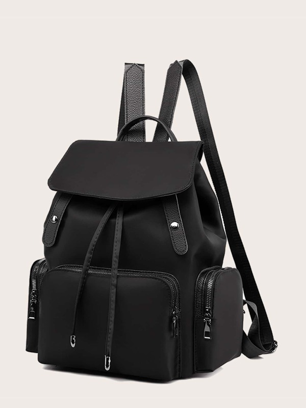 Minimalist Drawstring Decor Flap Backpack | SHEIN USA