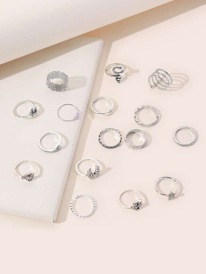 16pcs Star & Faux Pearl Decor Ring | SHEIN