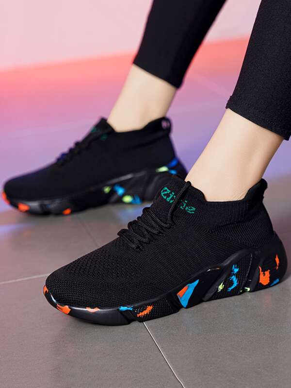 Women's Black Running Shoes For Road, Breathable, Comfortable, Lace-up ...