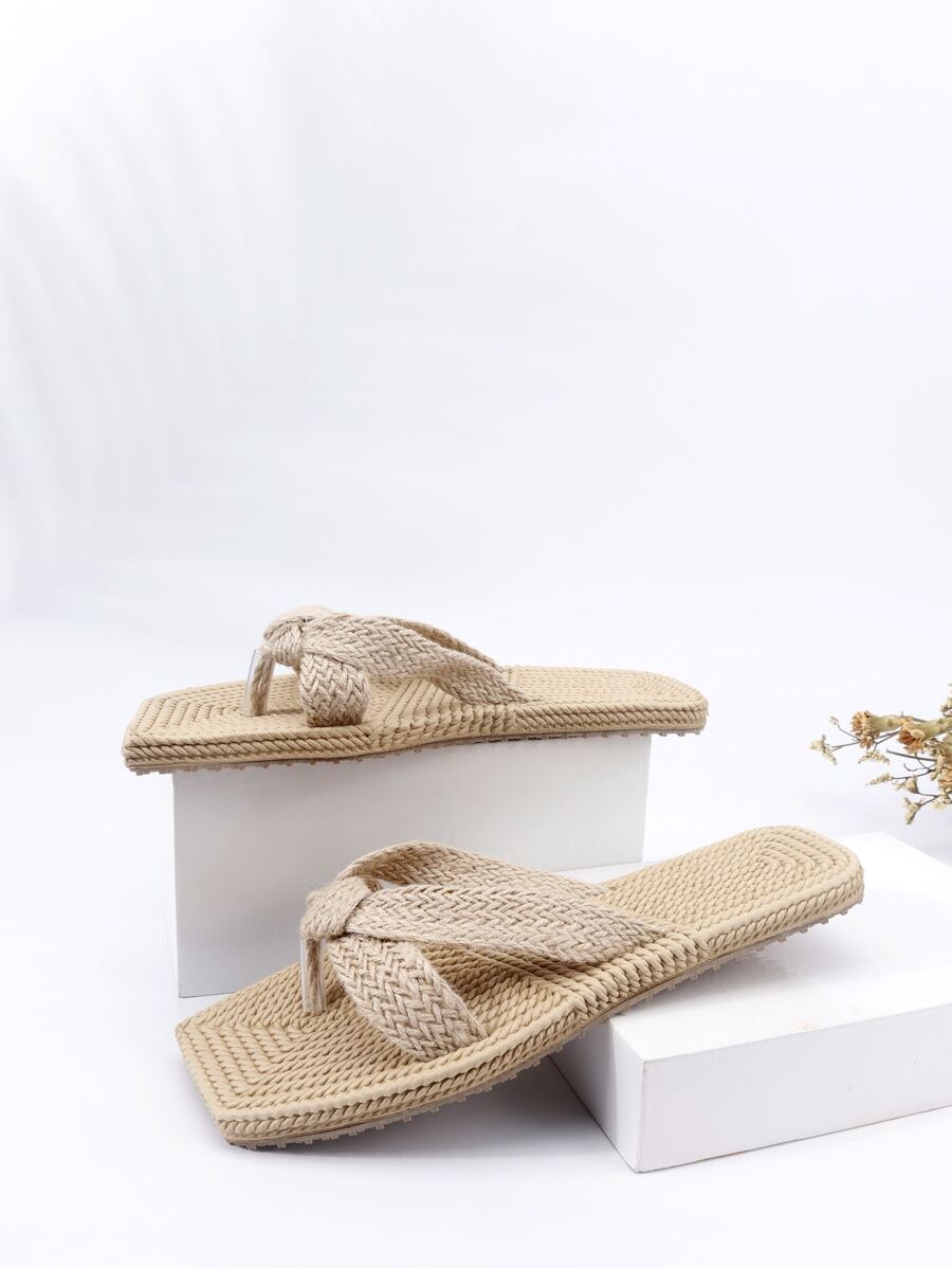 Rope Flip Flops, Flat Casual Beach Slippers, Outdoor Wear | SHEIN USA
