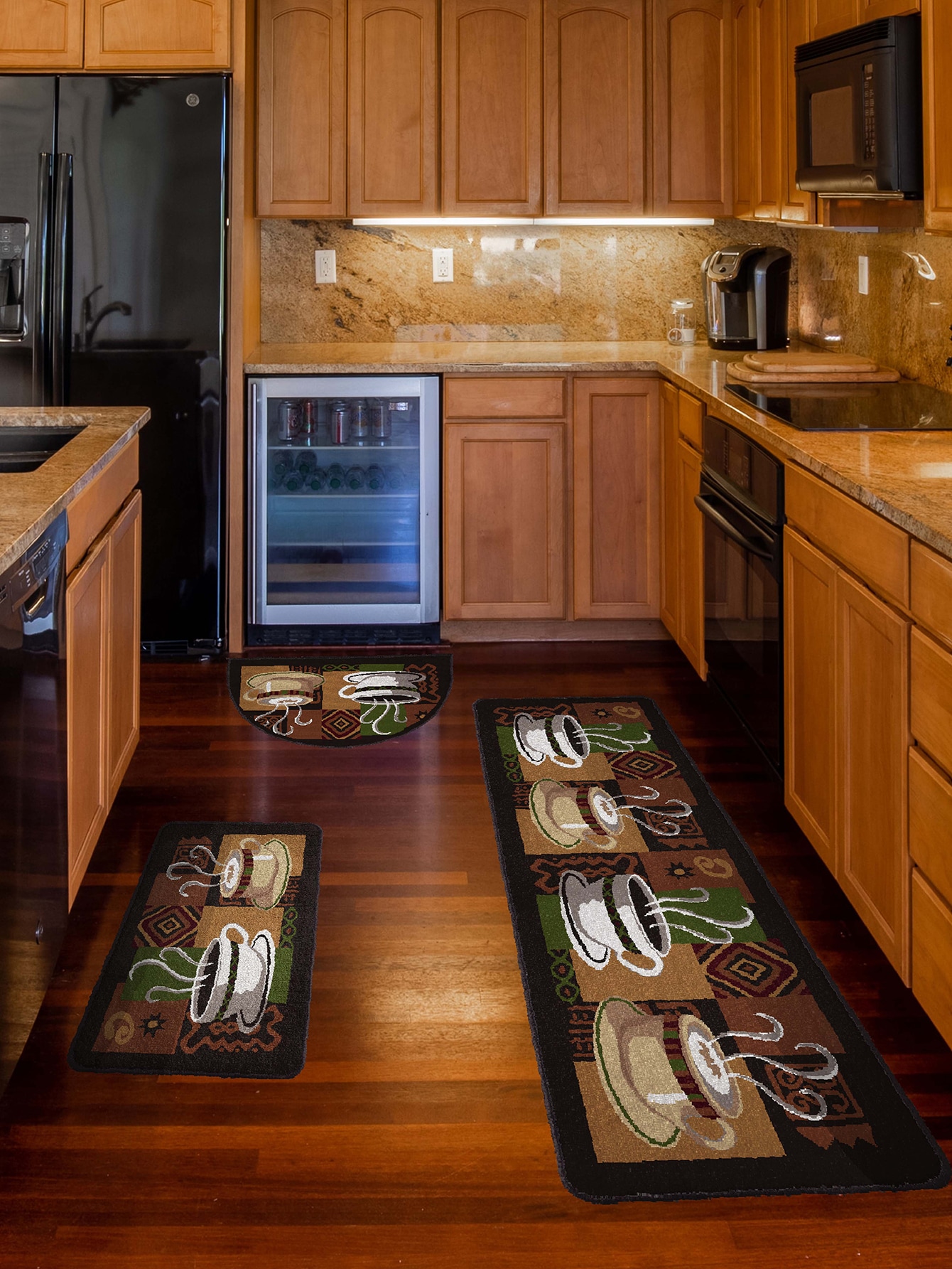 1pc Coffee Print Kitchen Rug