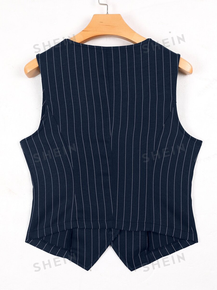 Shein Mulvari Striped Print Single Breasted Vest Blazer Shein Uk