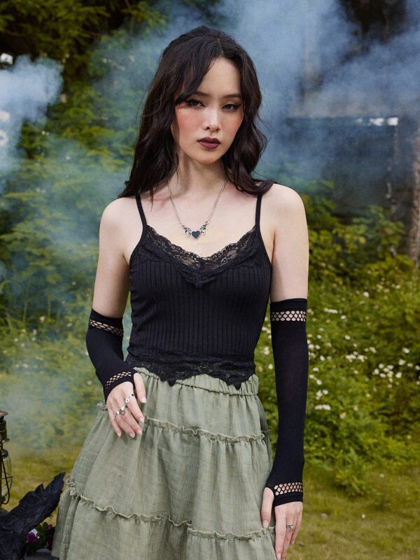 Goth Lace Trim Cami Top | SHEIN USA