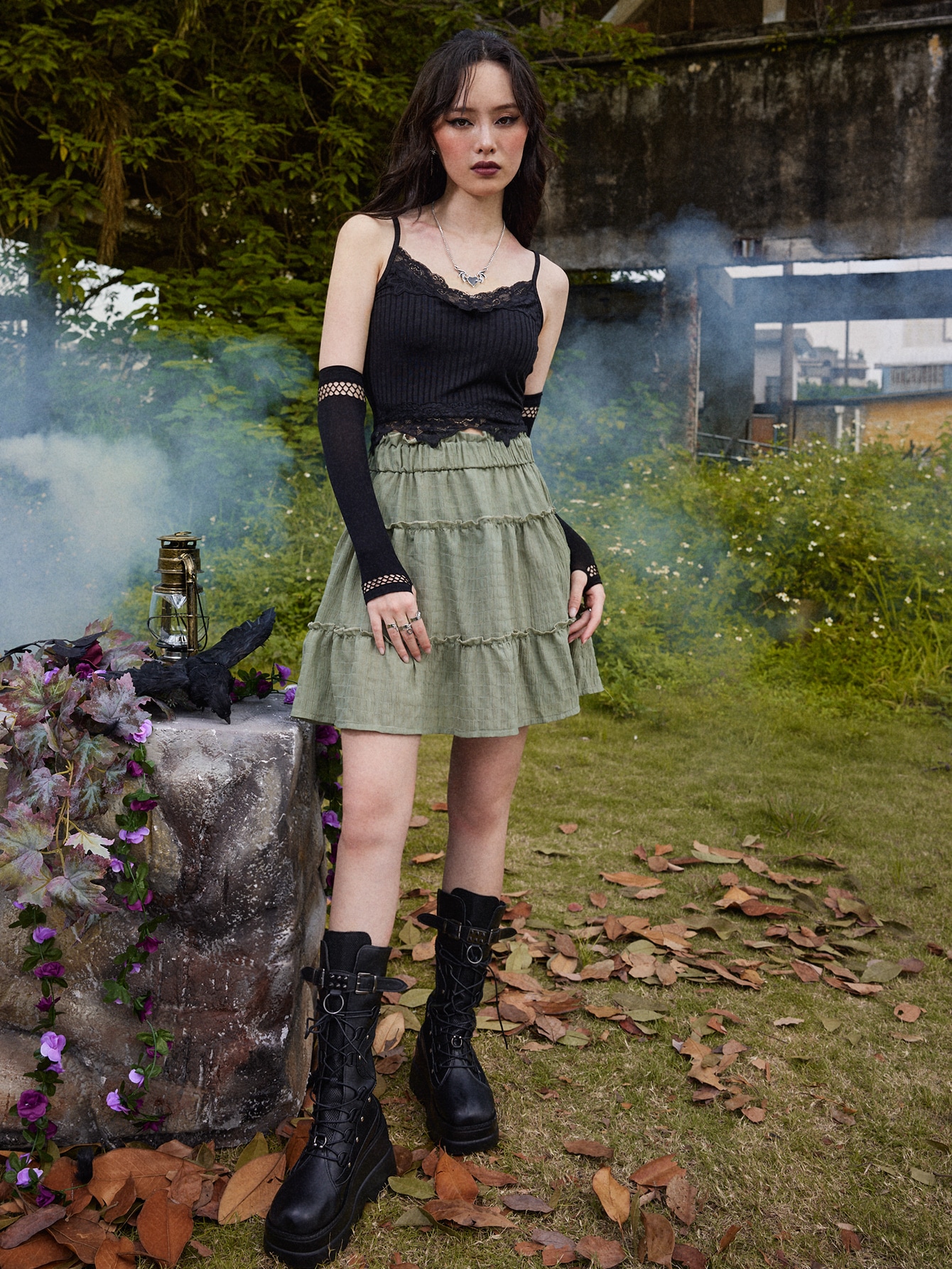 Goth Lace Trim Cami Top | SHEIN USA