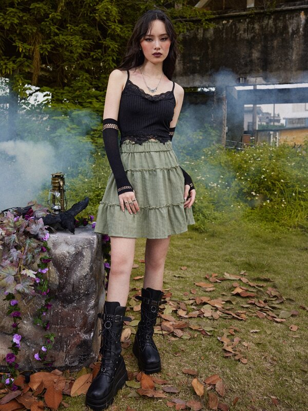 Goth Lace Trim Cami Top | SHEIN USA