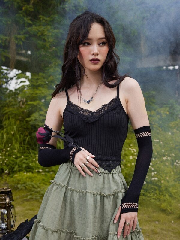 Goth Lace Trim Cami Top | SHEIN USA