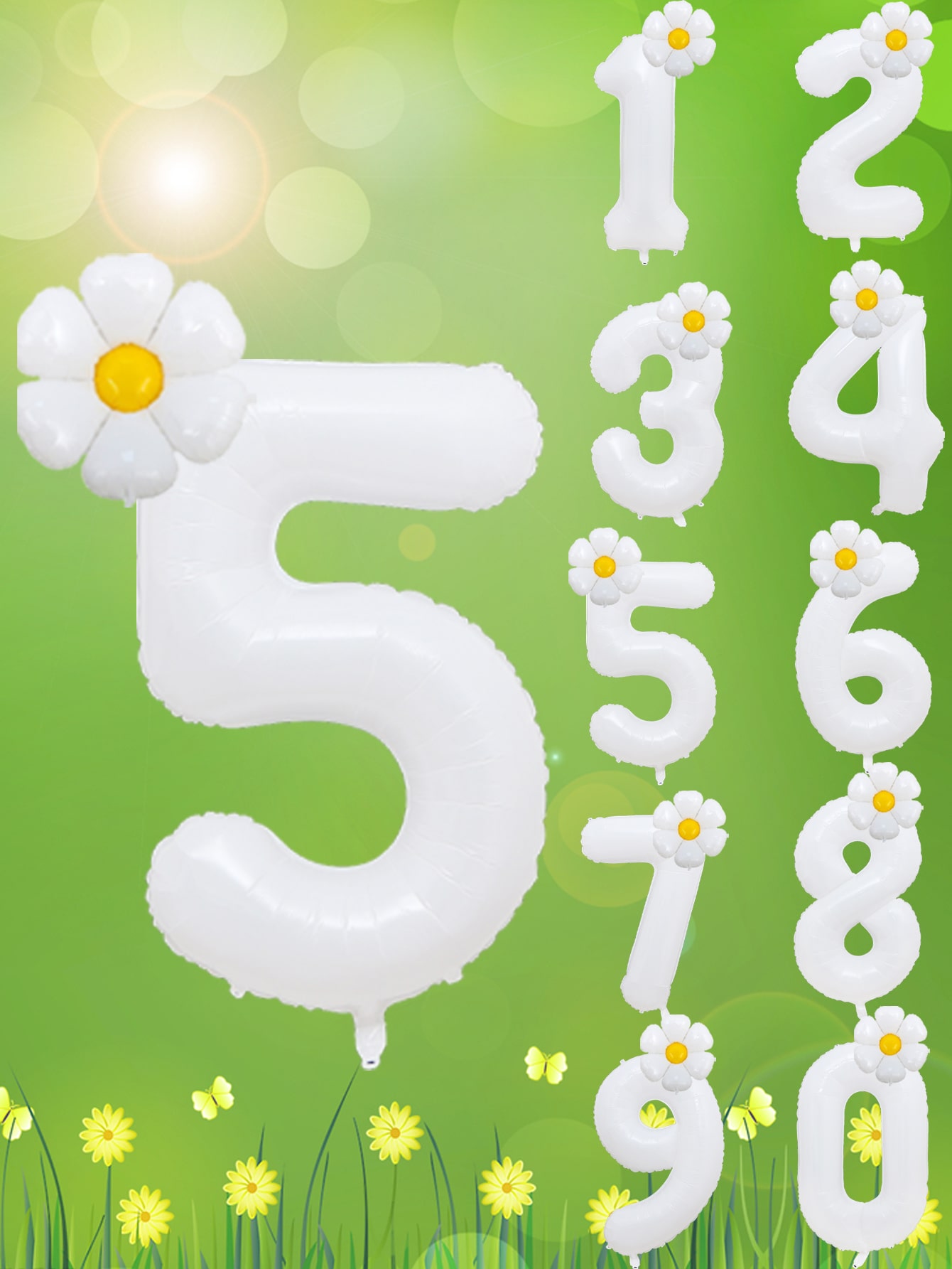 1pc Number Shaped Balloon & 1pc Flower Shaped Balloon