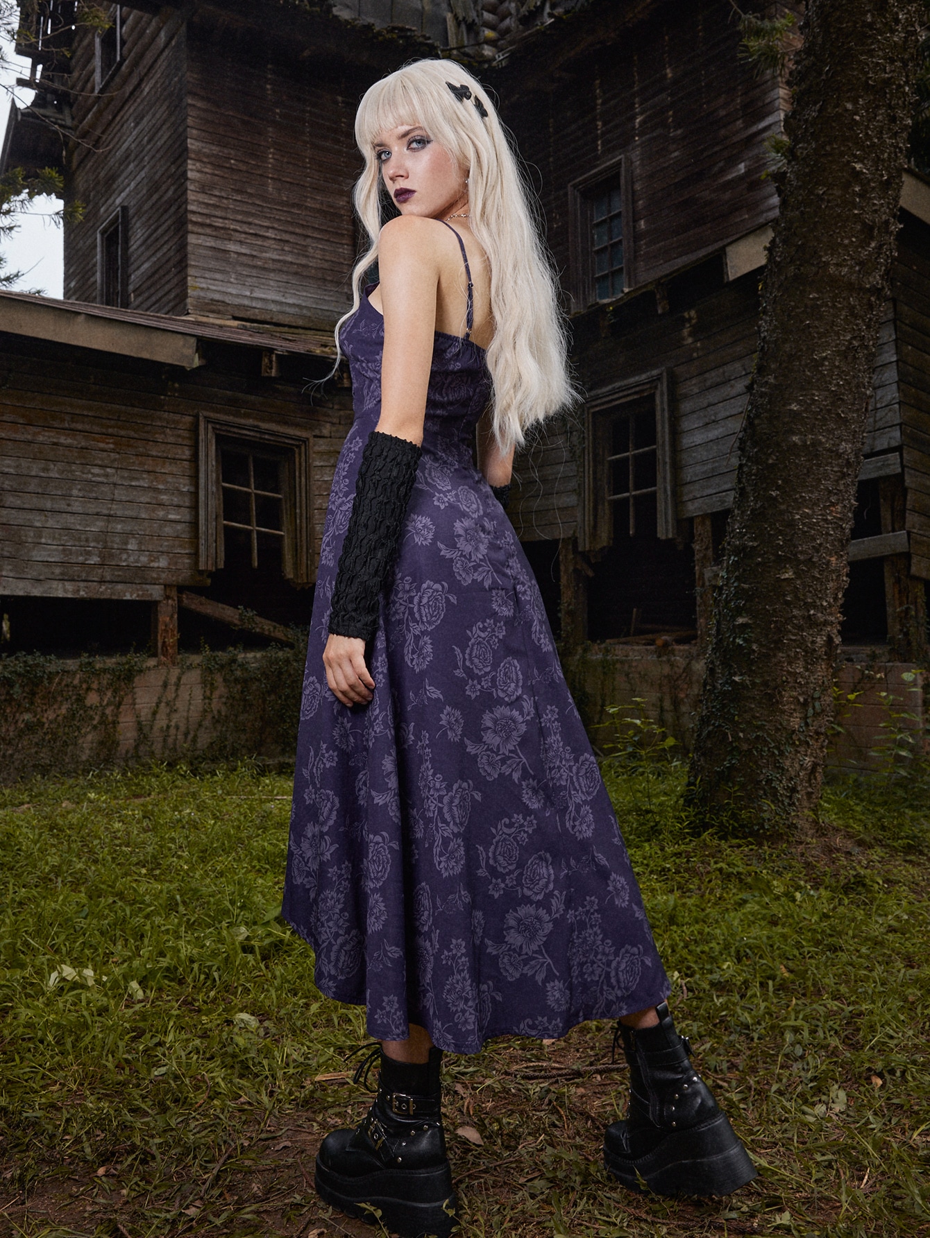 ROMWE Goth Floral Print Cami Dress | SHEIN UK