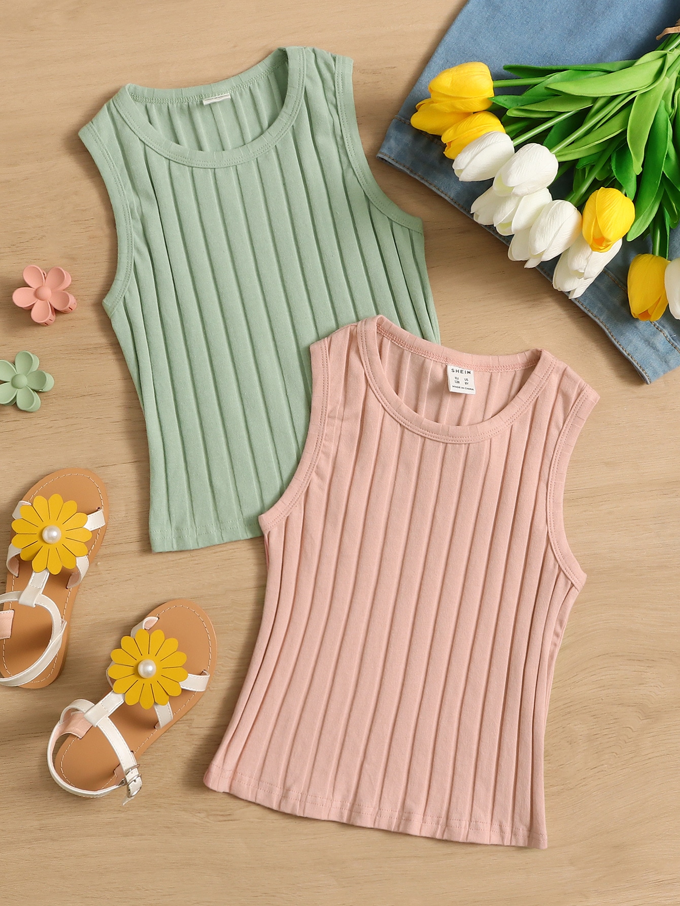 SHEIN Conjunto De 2 Peças Para Meninas Adolescentes; Blusas De Tricô De ...