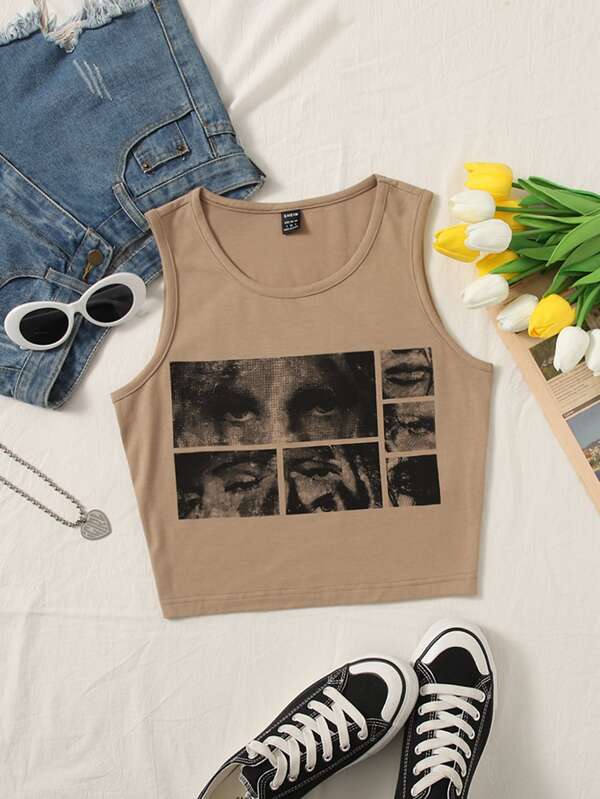SHEIN ICON 90s Figure Graphic Crop Tank Top | SHEIN USA