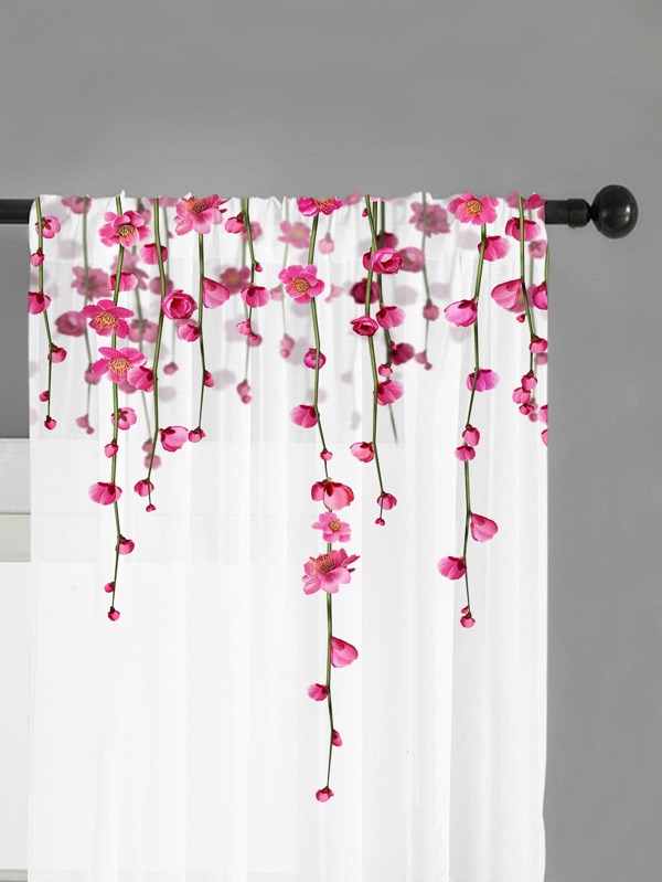 Flower Pattern Single Panel Sheer Curtain | SHEIN UK