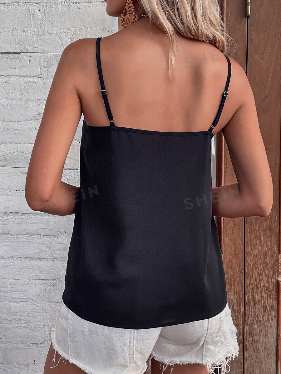 SHEIN LUNE Contrast Lace Panel Cami Top | SHEIN UK