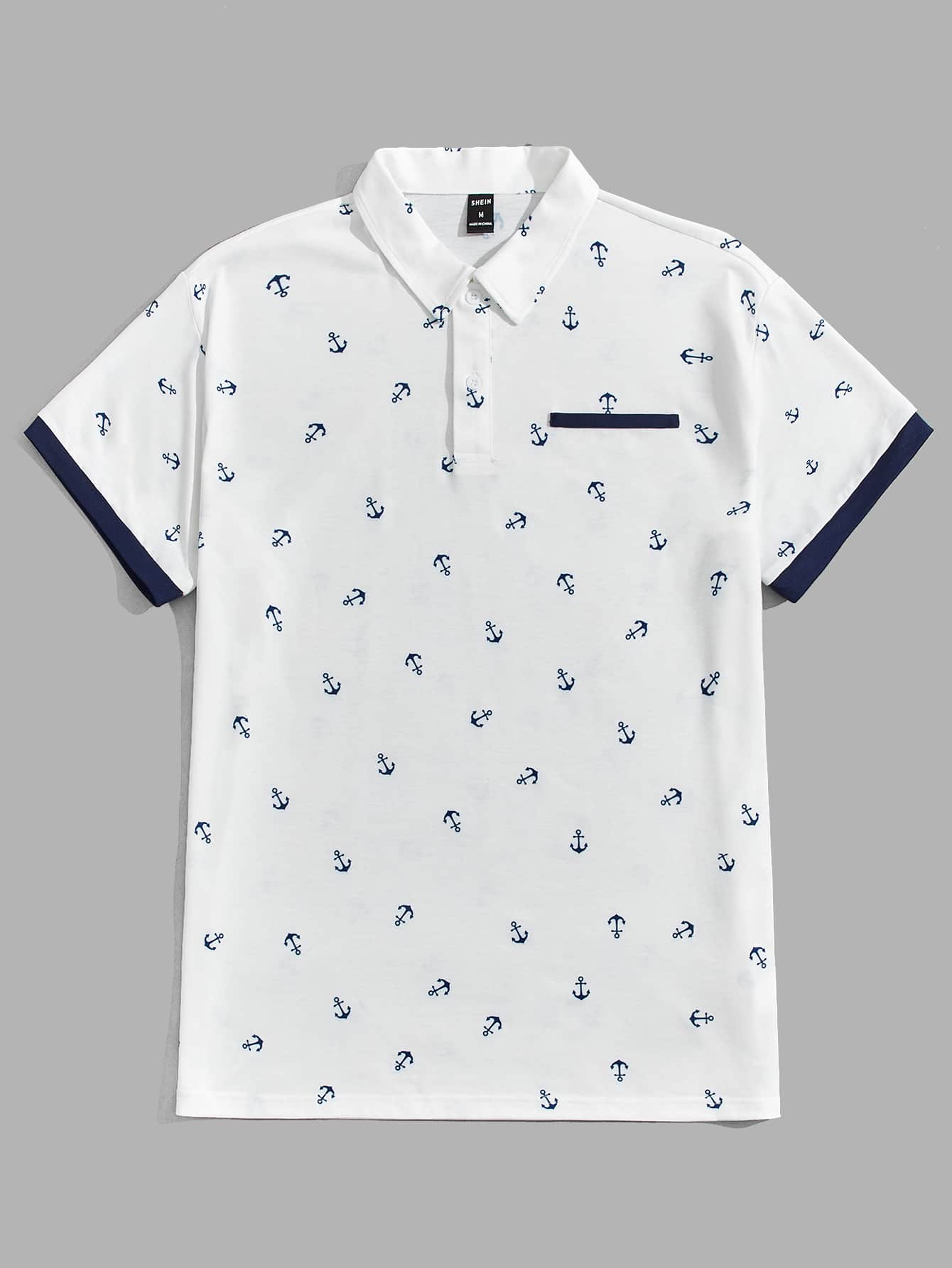 Manfinity Men Anchor Contrast Binding Polo Shirt | SHEIN USA