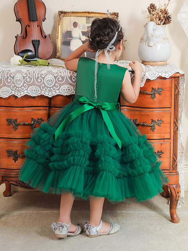 Young Girls' Formal Dress With Tulle And Satin Princess Dress, Ideal ...
