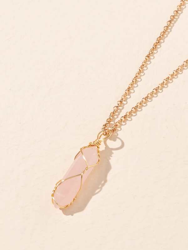 Hand-wound Hexagon Pendant Necklace Crystal Necklace Lucky Stone ...