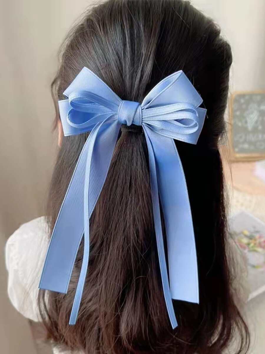 1pc Girl's Ladylike Style White Bowknot Back Hair Clip With Pink ...