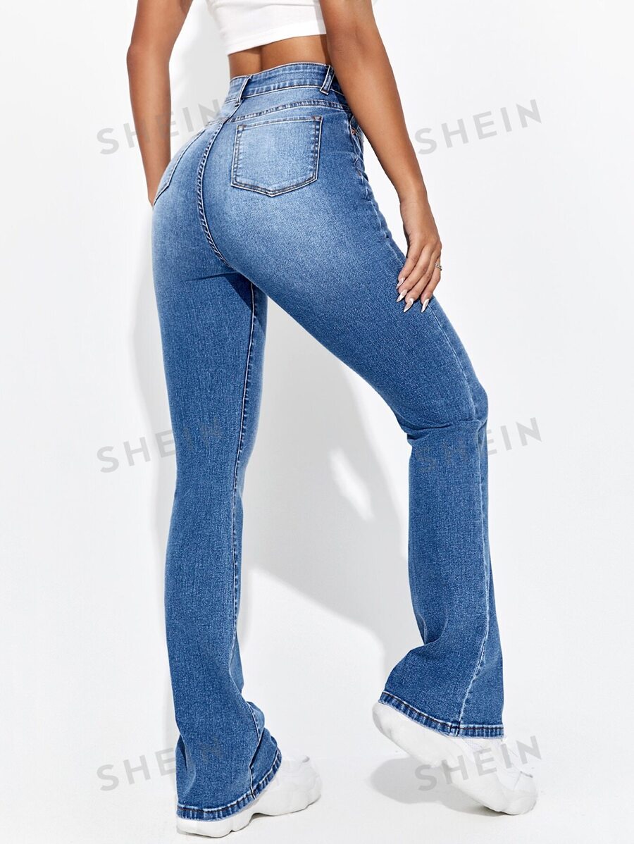 SHEIN EZwear Flared Leg High Waist Jeans | SHEIN USA